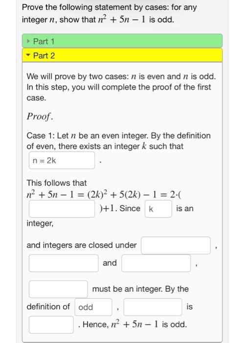 Solved Prove the following statement by cases: for any | Chegg.com