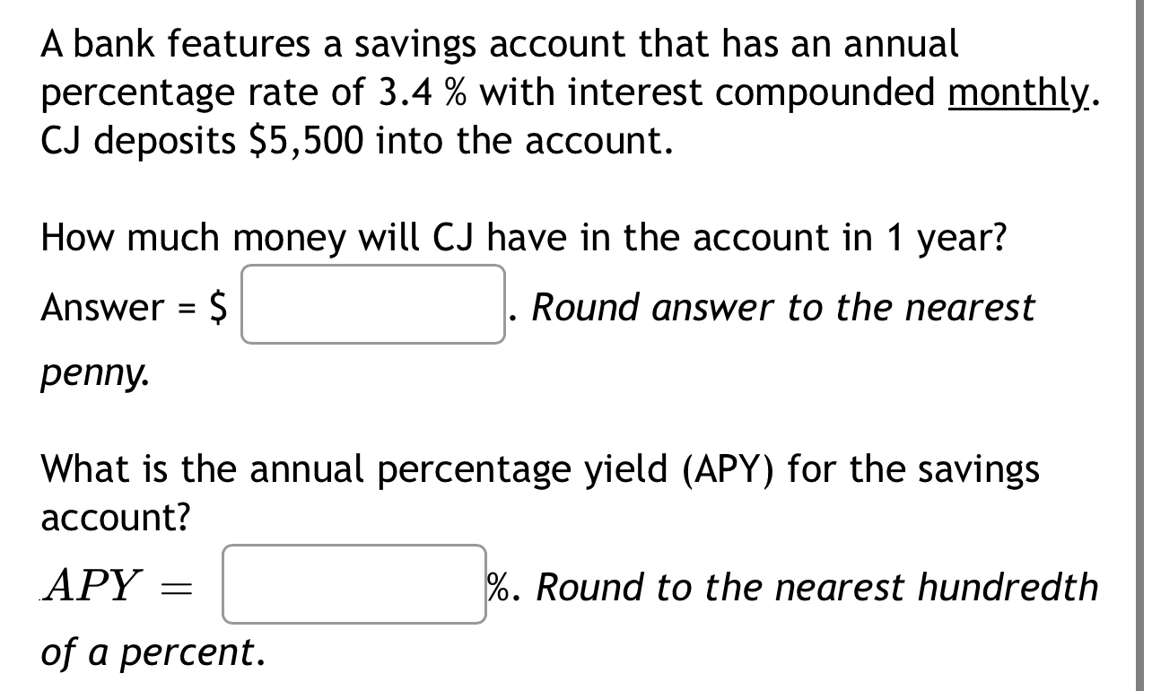Solved A bank features a savings account that has an annual | Chegg.com