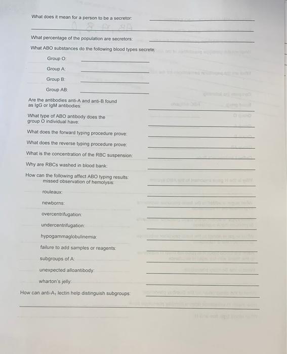 Solved What does it mean for a person to be a secretor What | Chegg.com