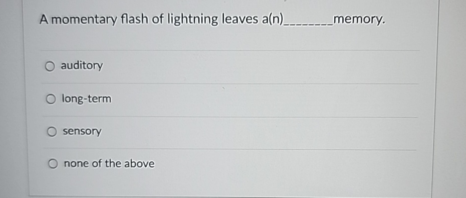 Solved A momentary flash of lightning leaves a( n ) | Chegg.com