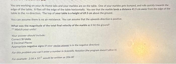 Solved You are working on your At Home labs and your marbles | Chegg.com