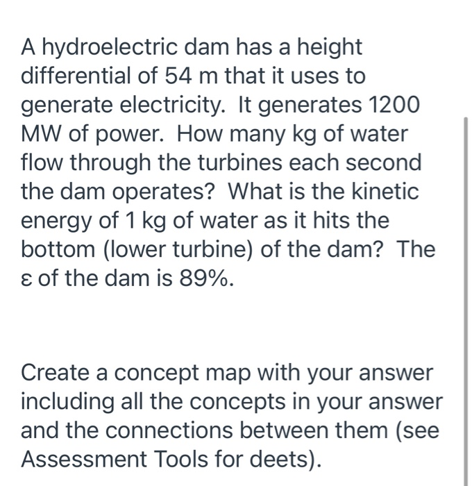 Solved A hydroelectric dam has a height differential of 54 m | Chegg.com