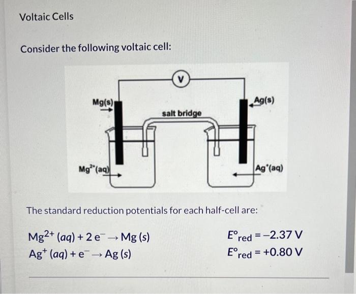 Solved Consider the following voltaic cell: The standard | Chegg.com