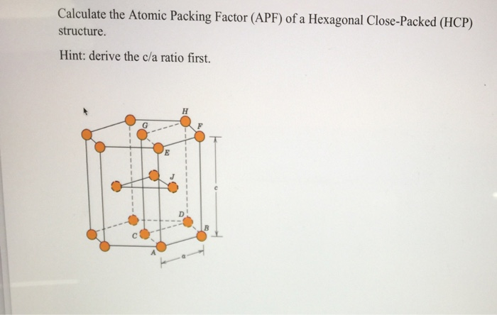 Solved Calculate The Atomic Packing Factor Apf Of A
