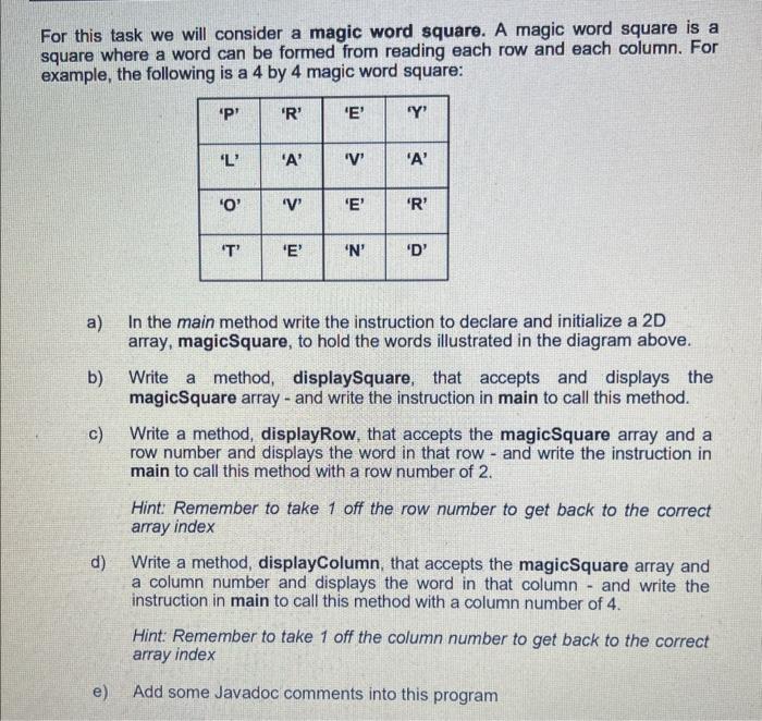 Solved For this task we will consider a magic word square. A | Chegg.com