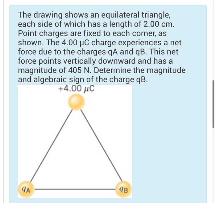 Solved The drawing shows an equilateral triangle, each side | Chegg.com