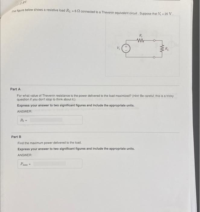 Solved The figure below shows a resistive load RL=6Ω | Chegg.com