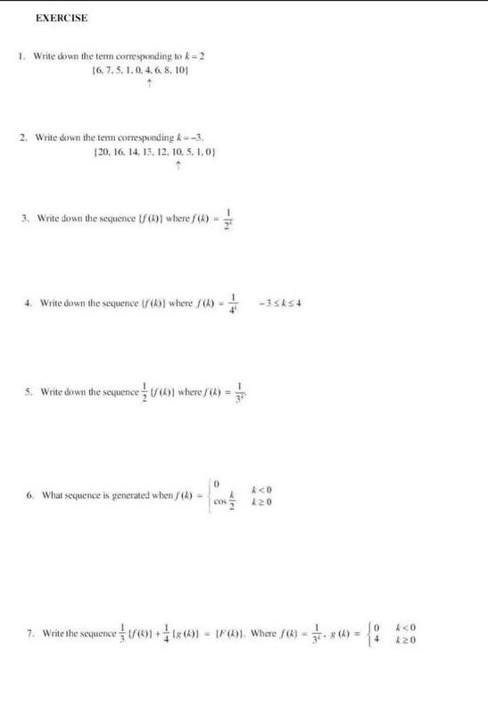 Solved EXERCISE 1. Write down the tem corresponding to k = 2 | Chegg.com
