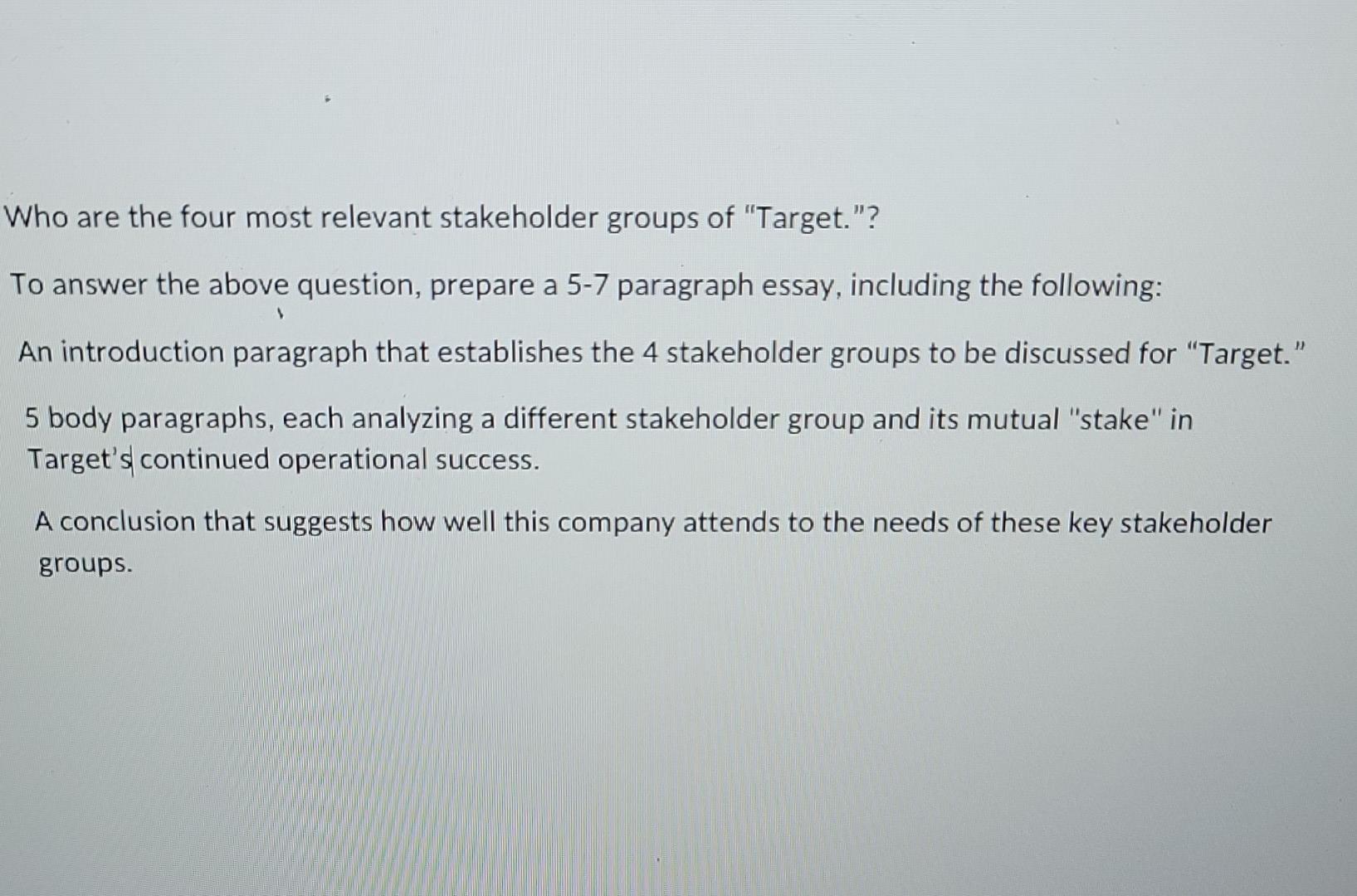 Who are the four most relevant stakeholder groups of | Chegg.com