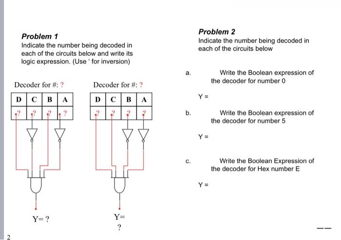 Solved Problem 1 Indicate the number being decoded in each | Chegg.com