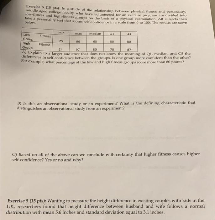 Solved Exercise 5 (15 pts): In a study of the relationship | Chegg.com