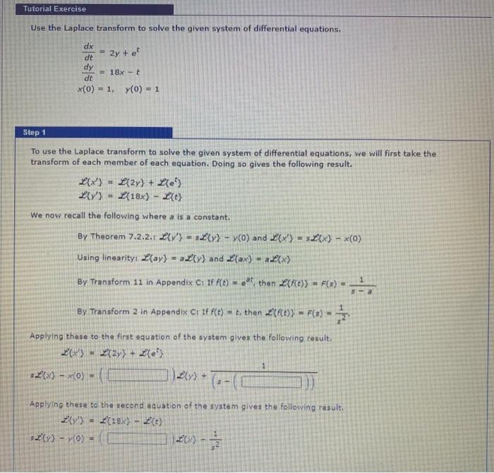 Solved Tutorial Exercise Use the Laplace transform to solve | Chegg.com