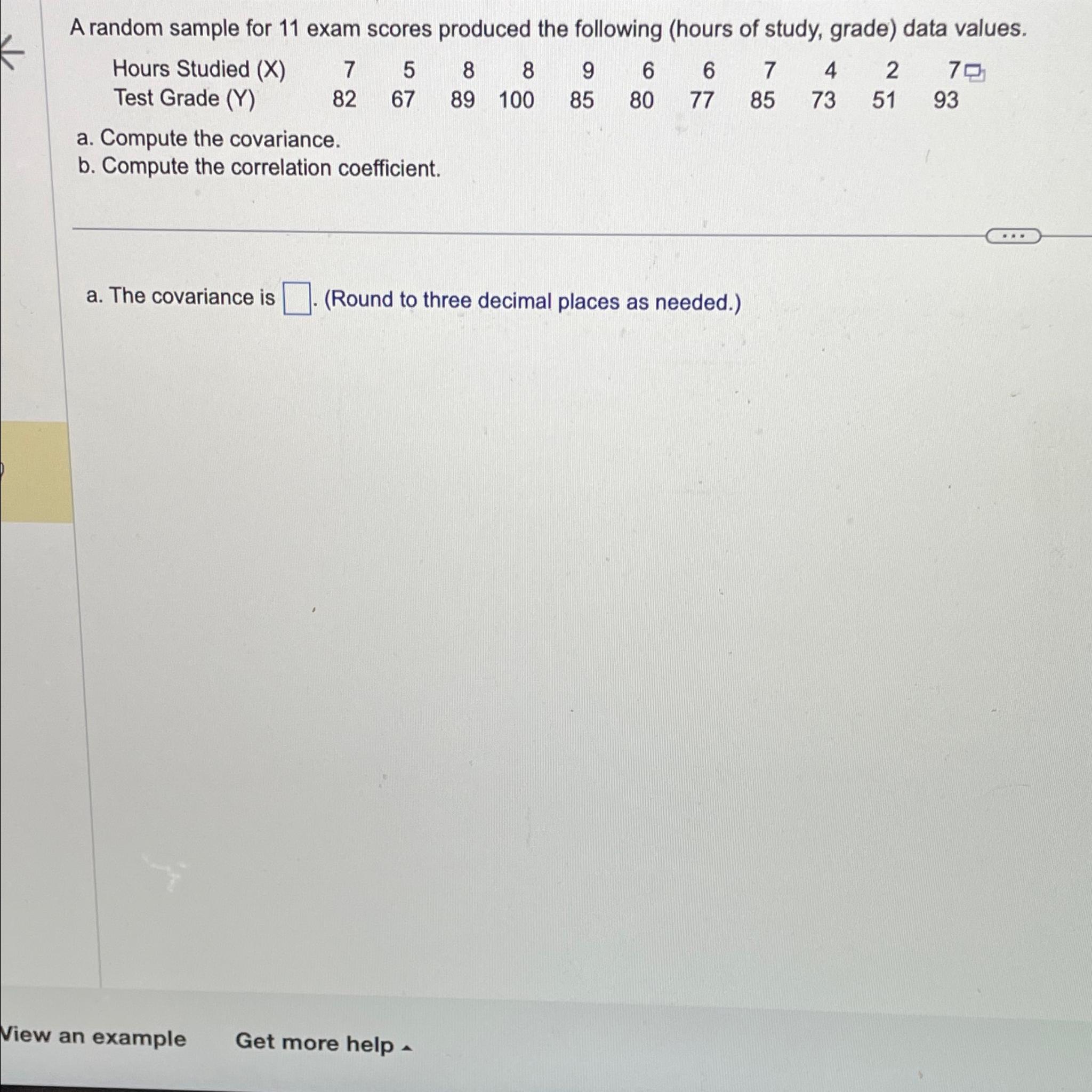 Solved A random sample for 11 ﻿exam scores produced the | Chegg.com