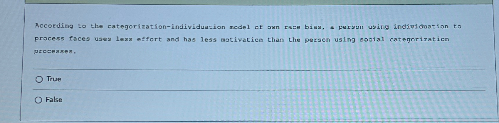 Solved According to the categorization-individuation model | Chegg.com