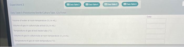 Data Tabie 3:Polystyrene Test Tube 12×75 mm Valume of | Chegg.com