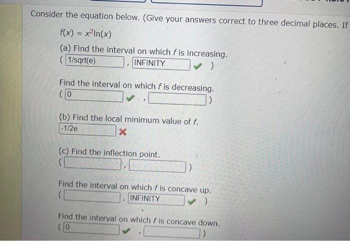 Solved nsider the equation below. (Give your answers correct | Chegg.com
