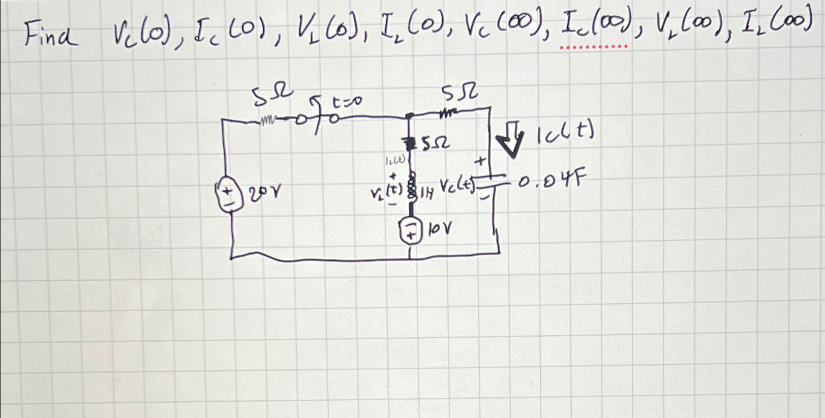 Solved Find Vc(0),Ic(0),VL(0),IL(0),Vc(∞),Ic(∞),VL(∞),IL(∞) | Chegg.com