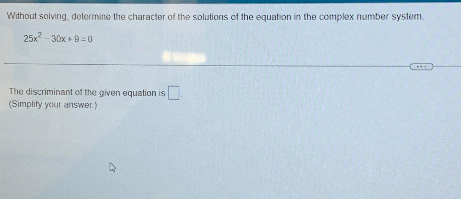 Solved Without solving, determine the character of the | Chegg.com