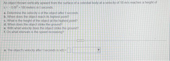 Solved An object thrown vertically upward from the surface | Chegg.com