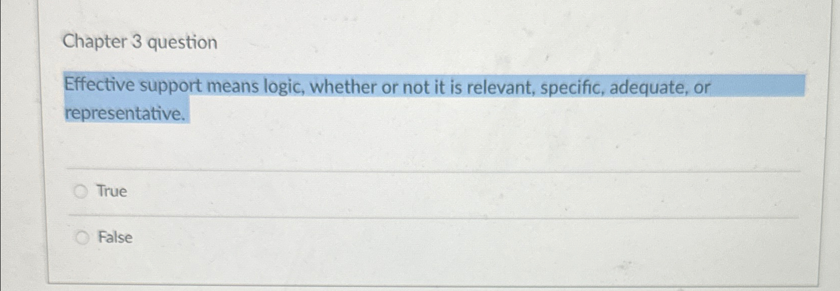 Solved Chapter 3 ﻿questionEffective support means logic, | Chegg.com