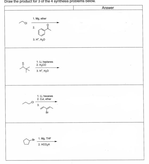 Solved Draw the product for 3 of the 4 synthesis problems | Chegg.com