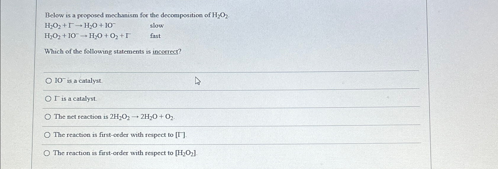 Solved Below is a proposed mechanism for the decomposition | Chegg.com