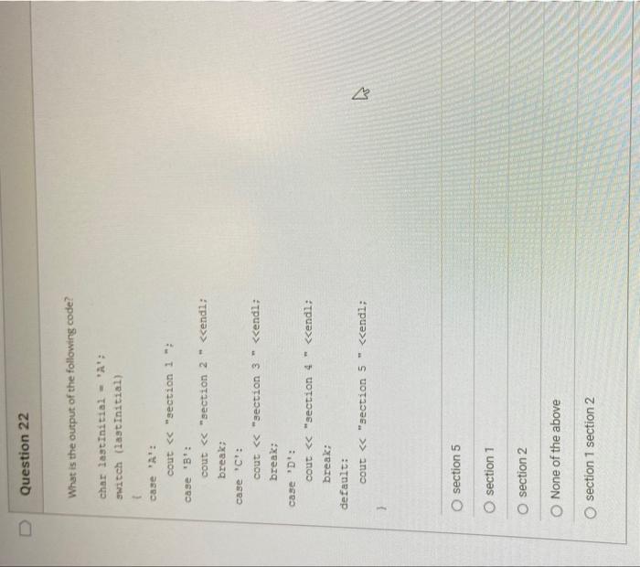Solved What is the output of the following code? char | Chegg.com