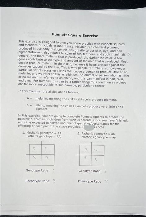 Solved Punnett Square Exercise This exercise is designed to | Chegg.com