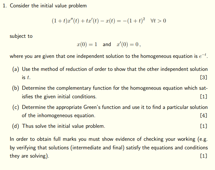Solved 1. Consider the initial value problem | Chegg.com