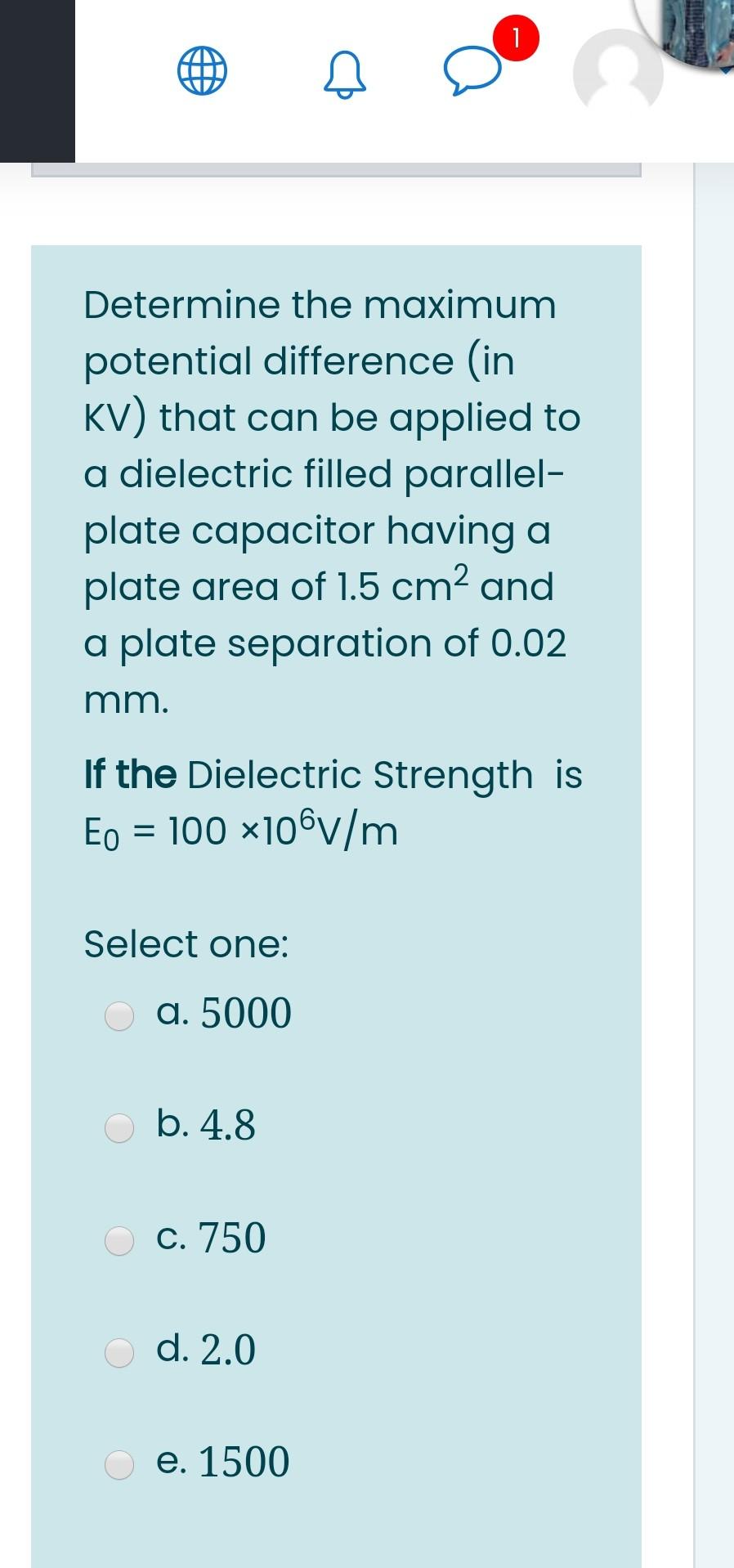Solved 1 Determine the maximum potential difference (in KV) | Chegg.com