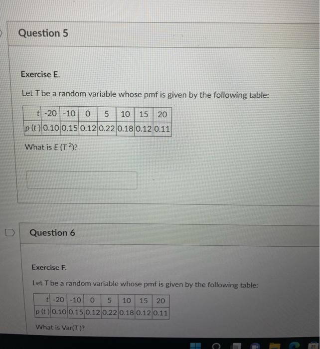 Solved Let T Be A Random Variable Whose Pmf Is Given By The 1913