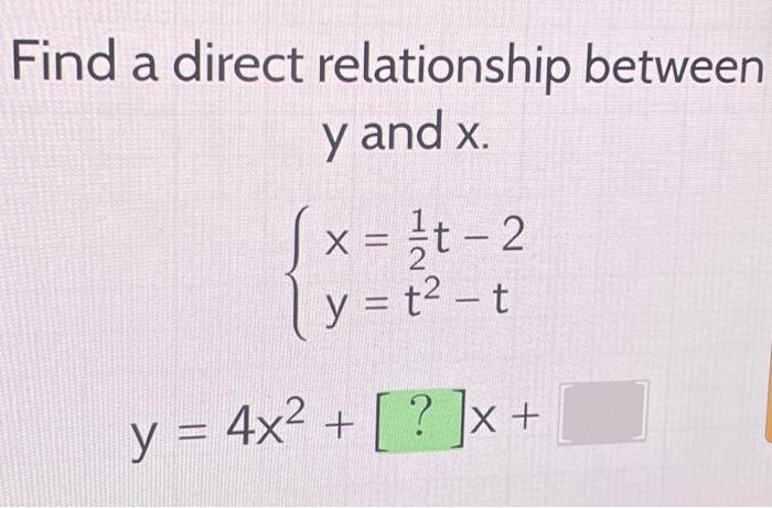 Solved Find a direct relationship between \\( y \\) and \\( | Chegg.com