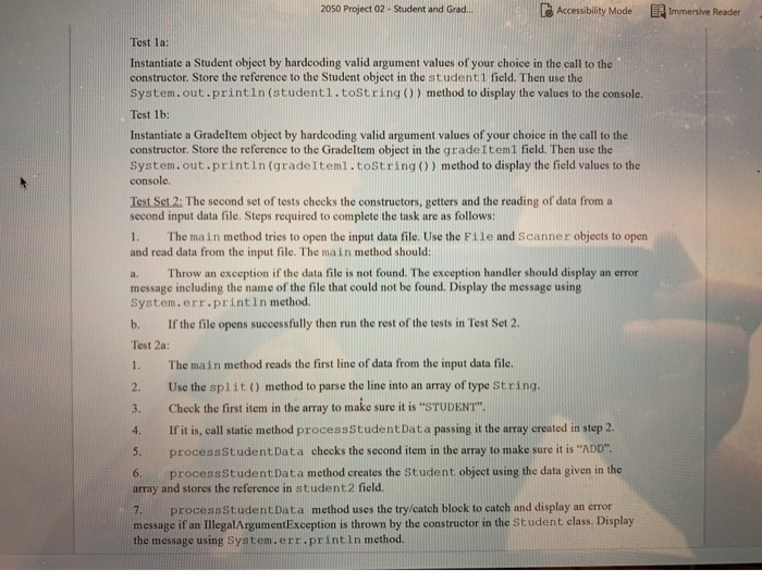 Solved 2050 Project 02 - Student and Grad... Assign Date: | Chegg.com