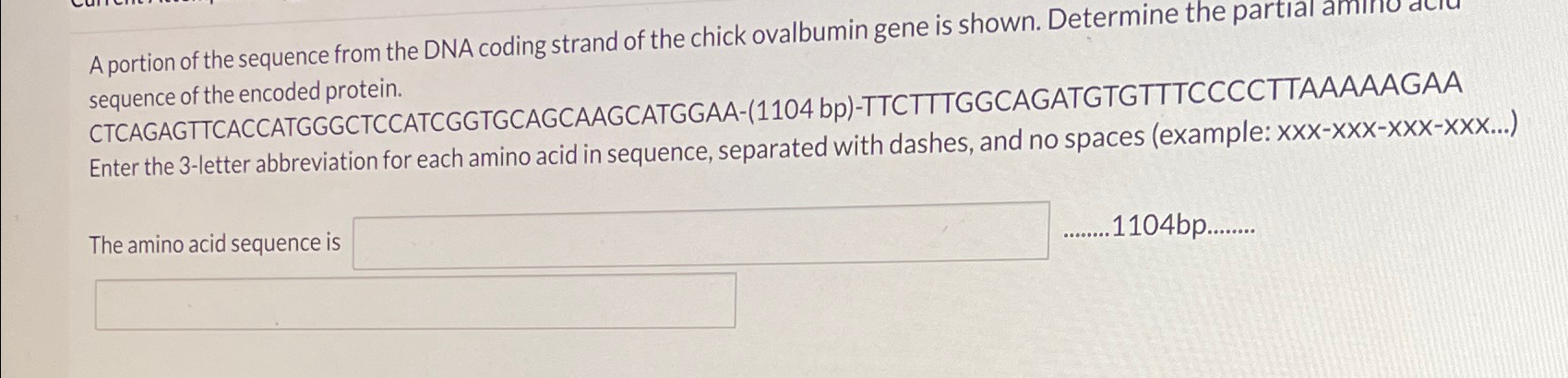 Solved A portion of the sequence from the DNA coding strand | Chegg.com