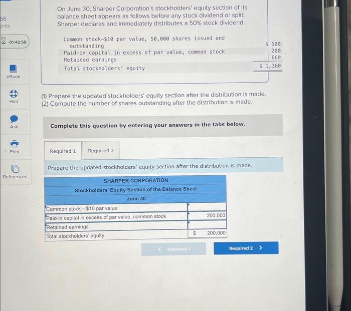 Solved (1) Prepare the updated stockholders' equity section | Chegg.com