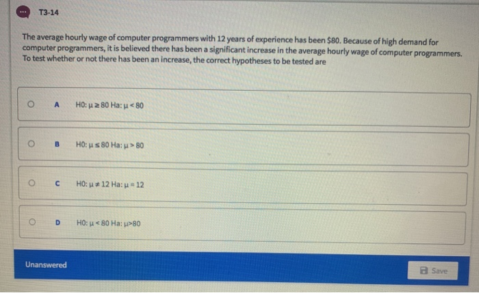 Solved T3-14 The average hourly wage of computer programmers | Chegg.com