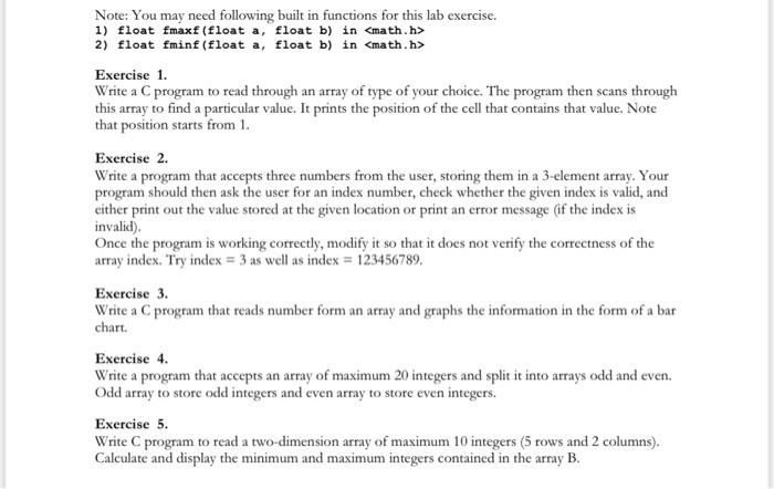 Solved Note: You may need following built in functions for | Chegg.com