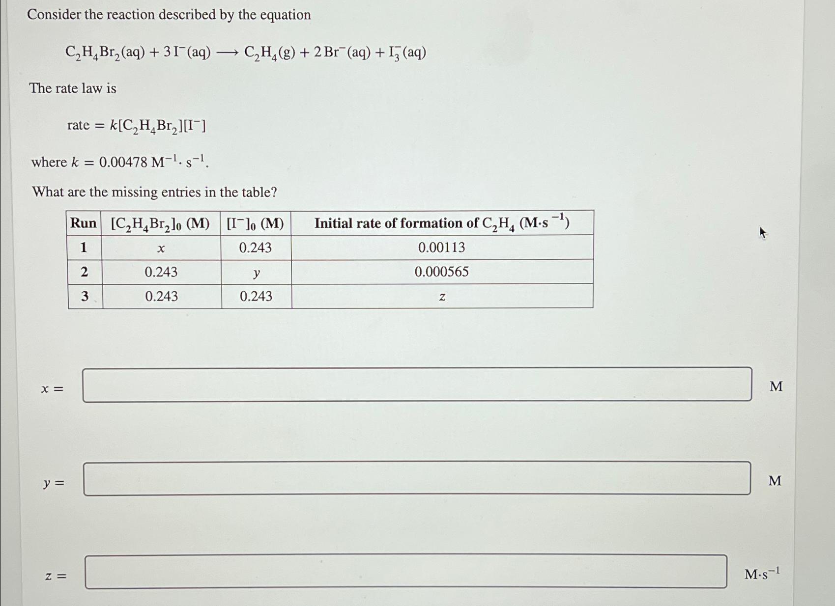 Solved Consider the reaction described by the | Chegg.com