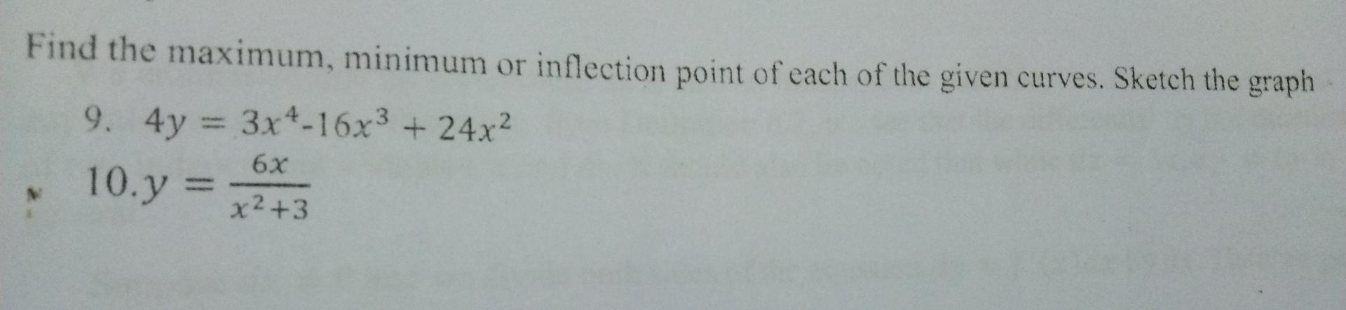 Solved Find the maximum, minimum or inflection point of each | Chegg.com