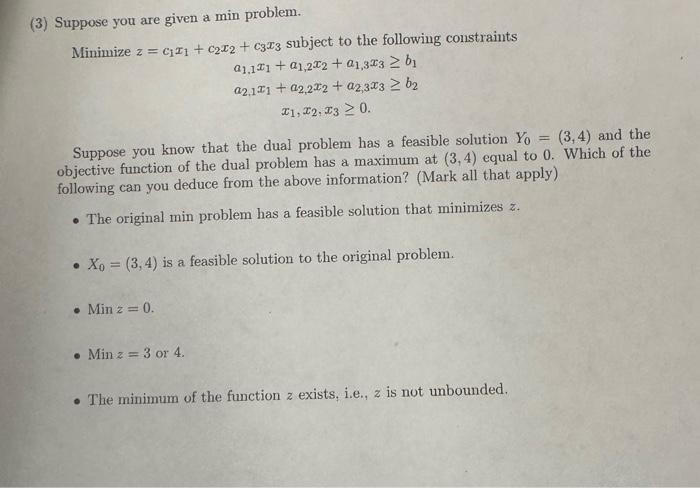 Solved Minimize z=c1x1+c2x2+c3x3 subject to the following | Chegg.com
