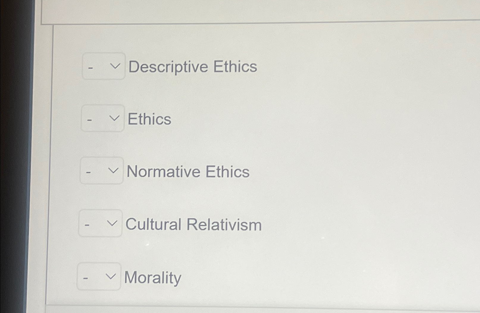 Solved Descriptive EthicsEthicsNormative EthicsCultural | Chegg.com