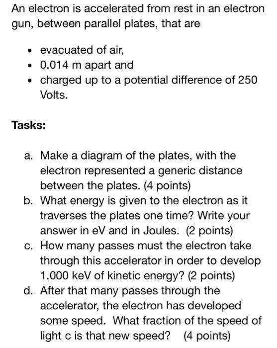 Solved An Electron Is Accelerated From Rest In An Electron