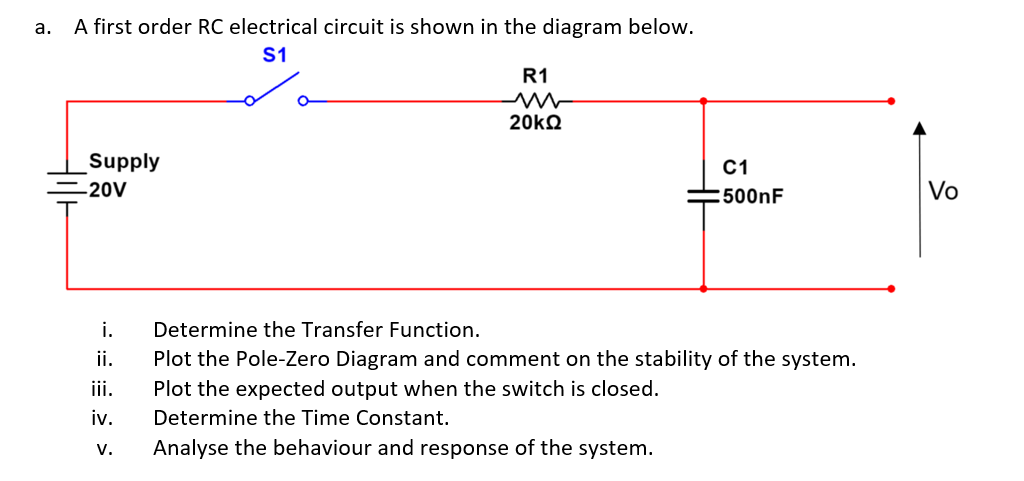 Solved a. ﻿A first order RC electrical circuit is shown in | Chegg.com