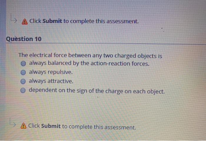 Solved Click Submit to complete this assessment. Question 10 | Chegg.com