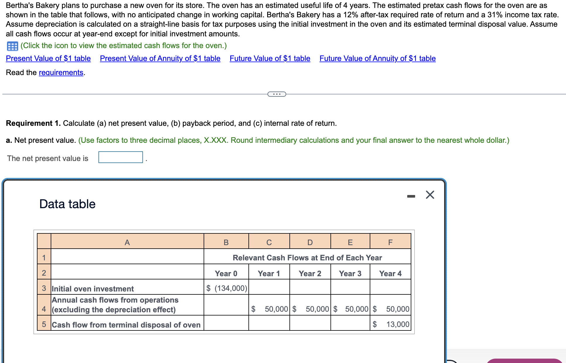 Solved 1. ﻿Calculate (a) ﻿net present ﻿value, (b) | Chegg.com