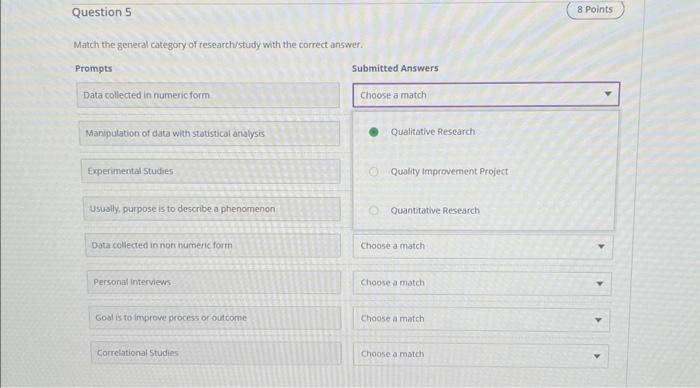 Solved Question 5 8 Points Match the general category of | Chegg.com
