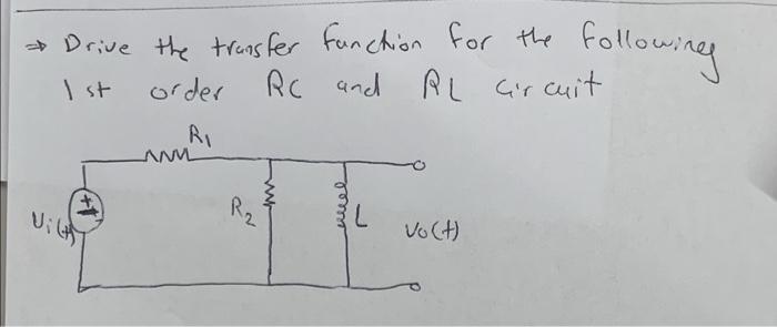 Solved following * Drive the transfer function for the Ist | Chegg.com