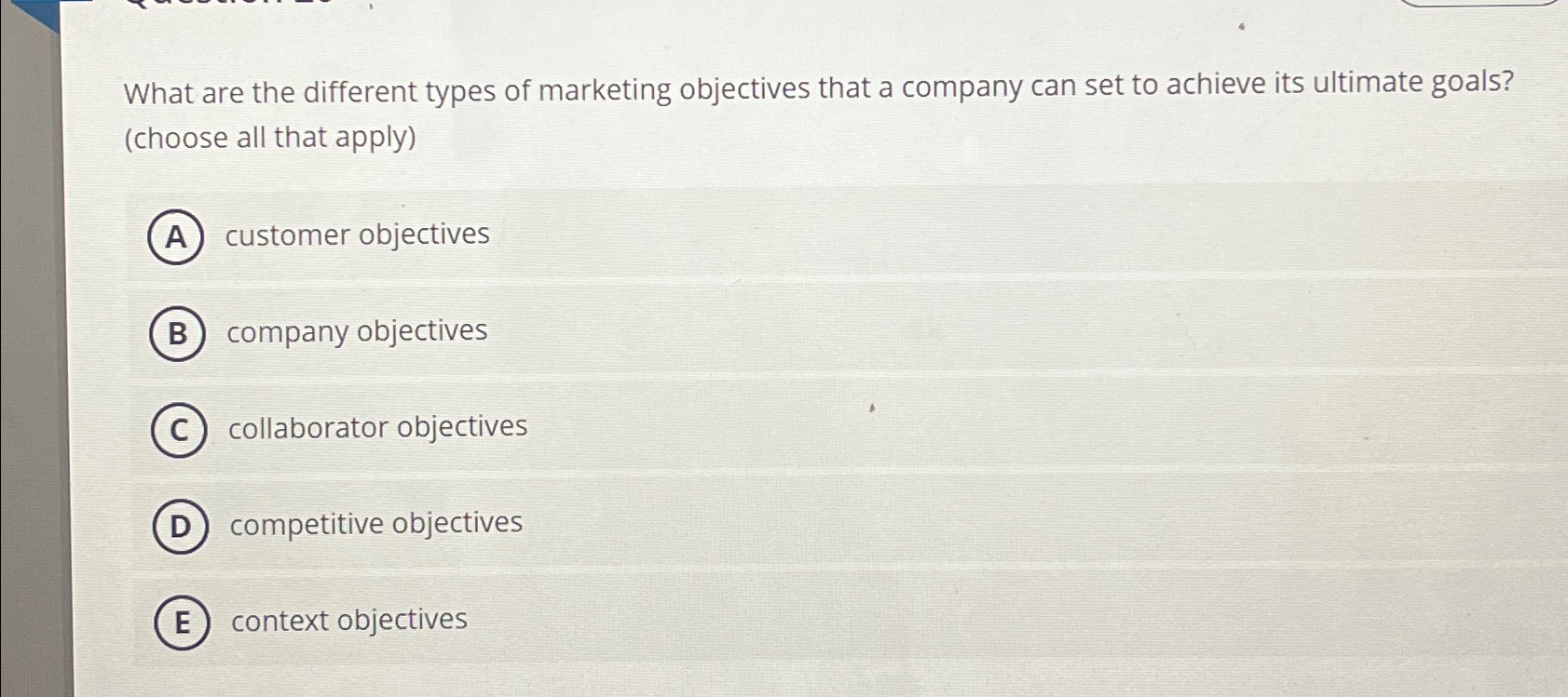 Solved What are the different types of marketing objectives | Chegg.com