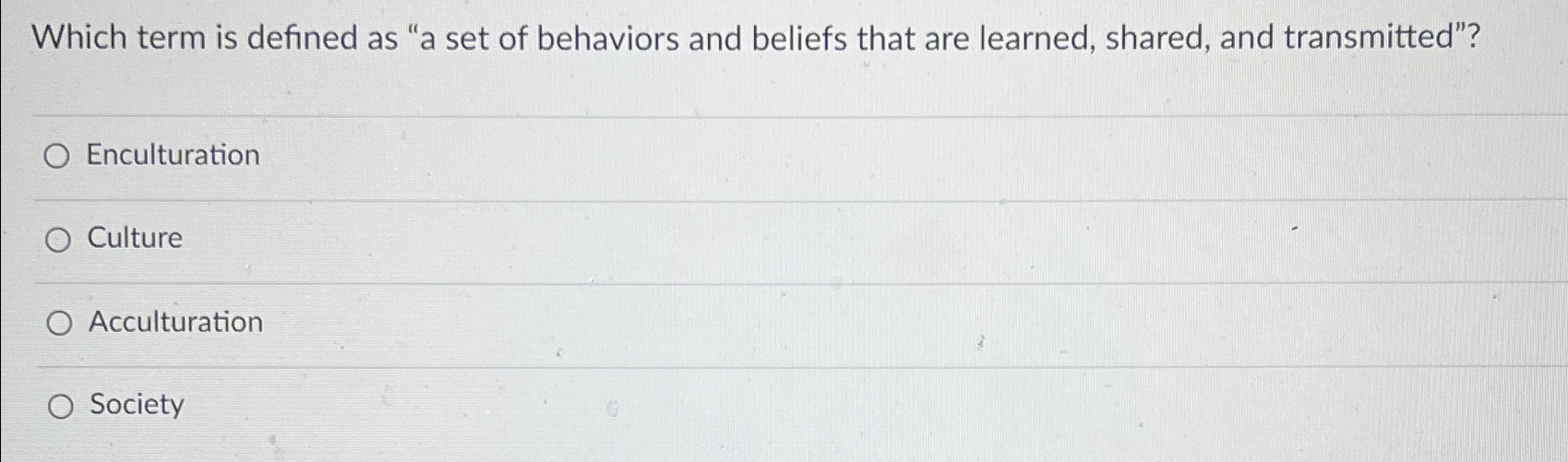 Solved Which term is defined as "a set of behaviors and | Chegg.com