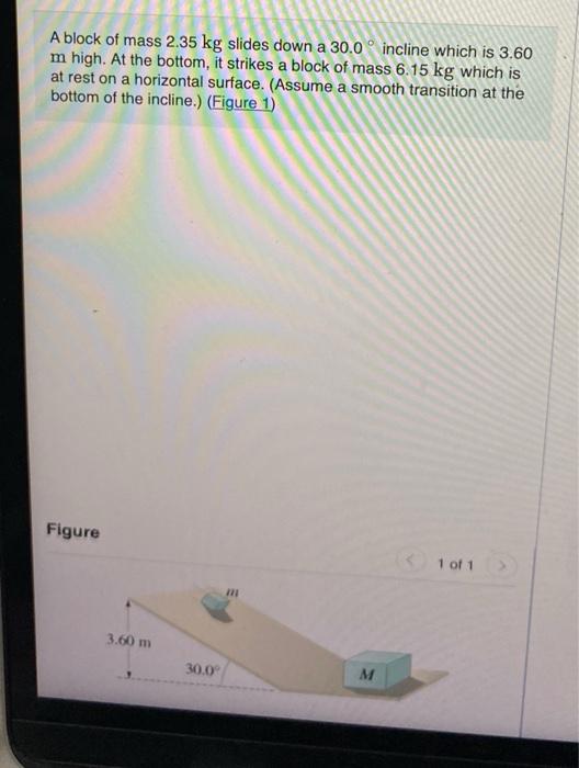 Solved A block of mass 2.35 kg slides down a 30.0∘ incline | Chegg.com